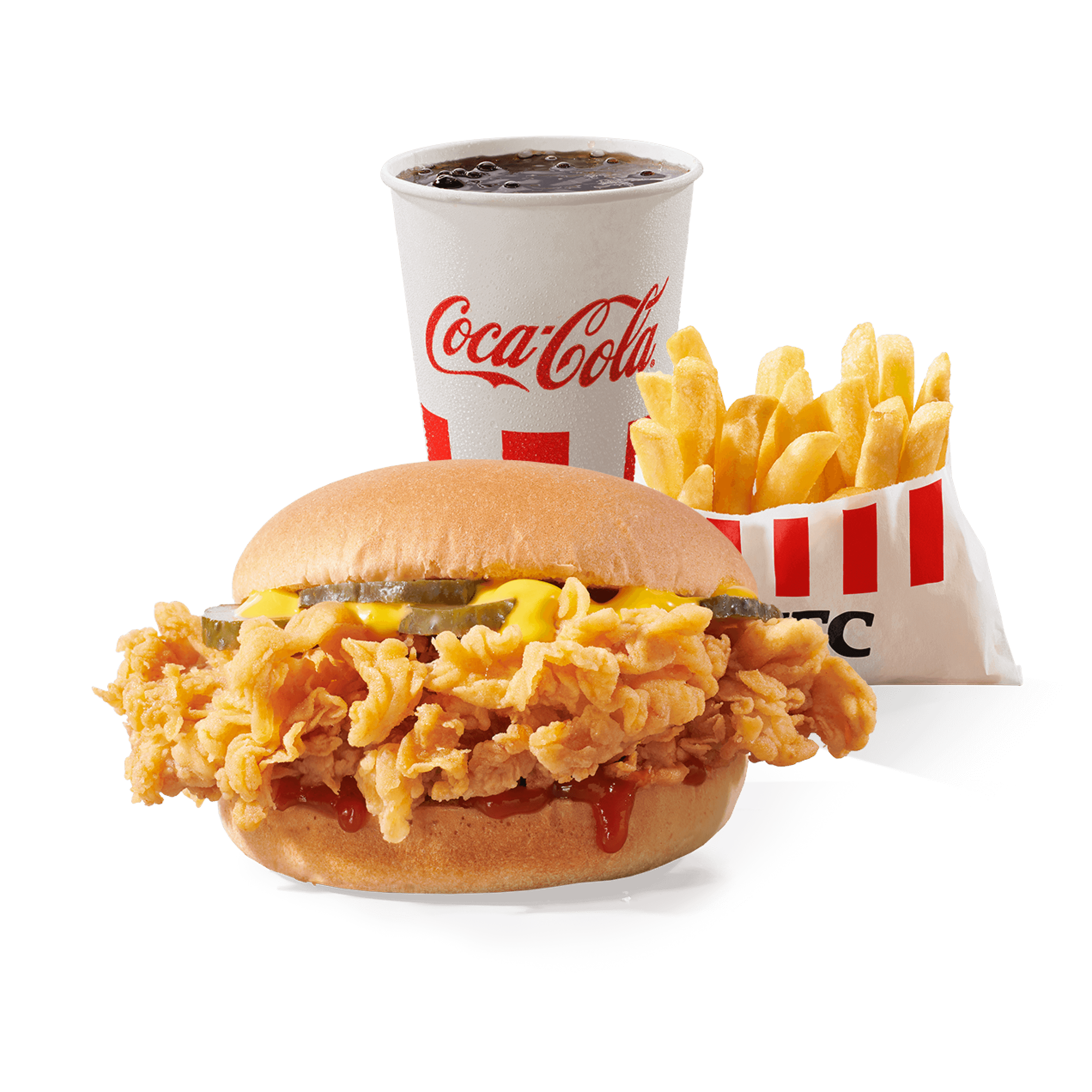 KFC Hot Booster + cartofi prăjiți/răcoritoare